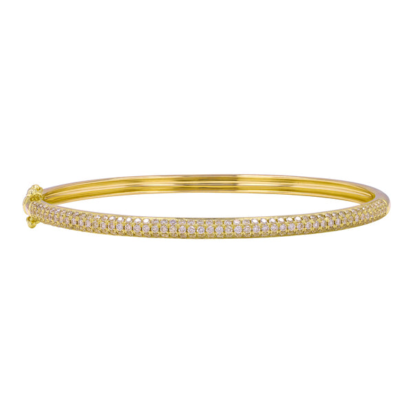 14k Yellow Gold Pave Dome Diamond Bangle Bracelet – NicoleHD Jewelry